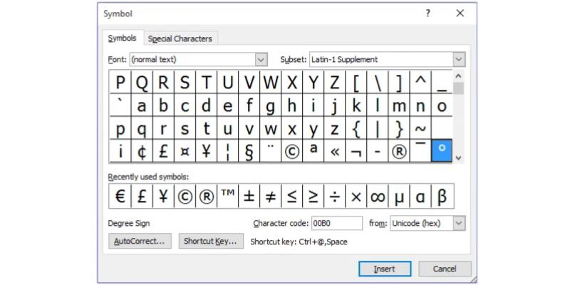 How To Insert The Degree Symbol In Microsoft Word
